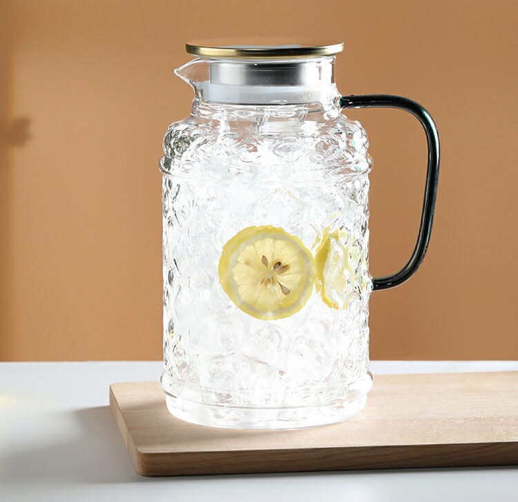 IwaiLoft 「花海棠」 冷水筒 耐熱ガラス ピッチャー 水差し 1.5L 1500ml 麦茶ポット ガラスポット ウォーターピッチャー ウォーターカラフェ クリア ジャグ フルーツポット ...