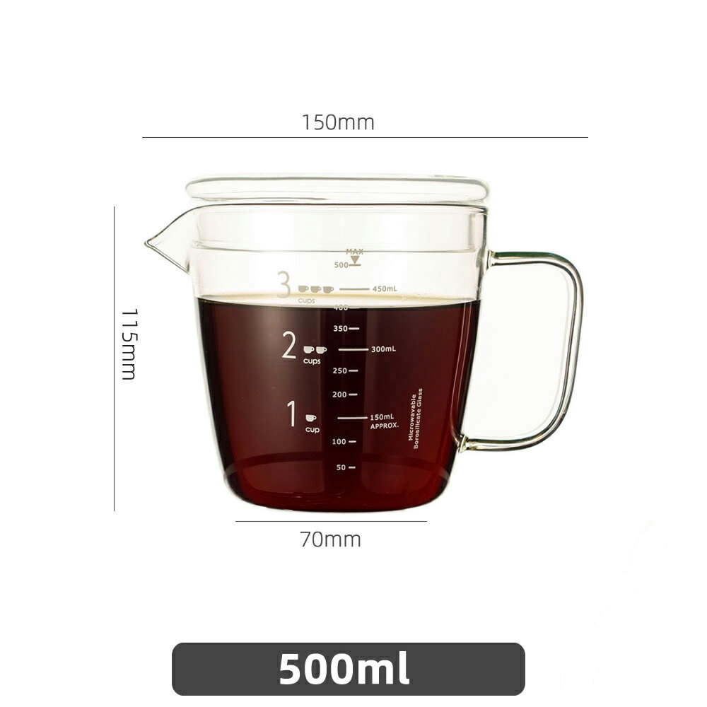 IwaiLoft 耐熱 メジャーカップ 計量カップ ガラスピッチャー 250ml 500ml ミルクピッチャー ミルクジャグ ミルクスチーマー コーヒーポット コーヒーサーバー ガラスポット ...