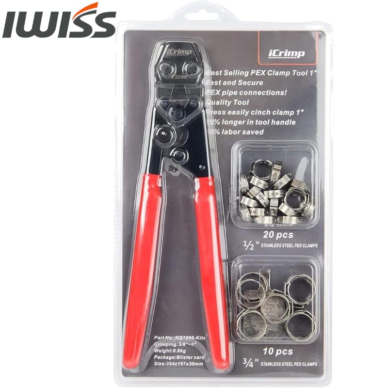 【楽天市場】[10/26限定★P2倍＋限定クーポン] IWISS アイウィス イヤークランププライヤー ラチェット式 イヤークランプ SharkBite PEX ホースクランプ プライヤ ...