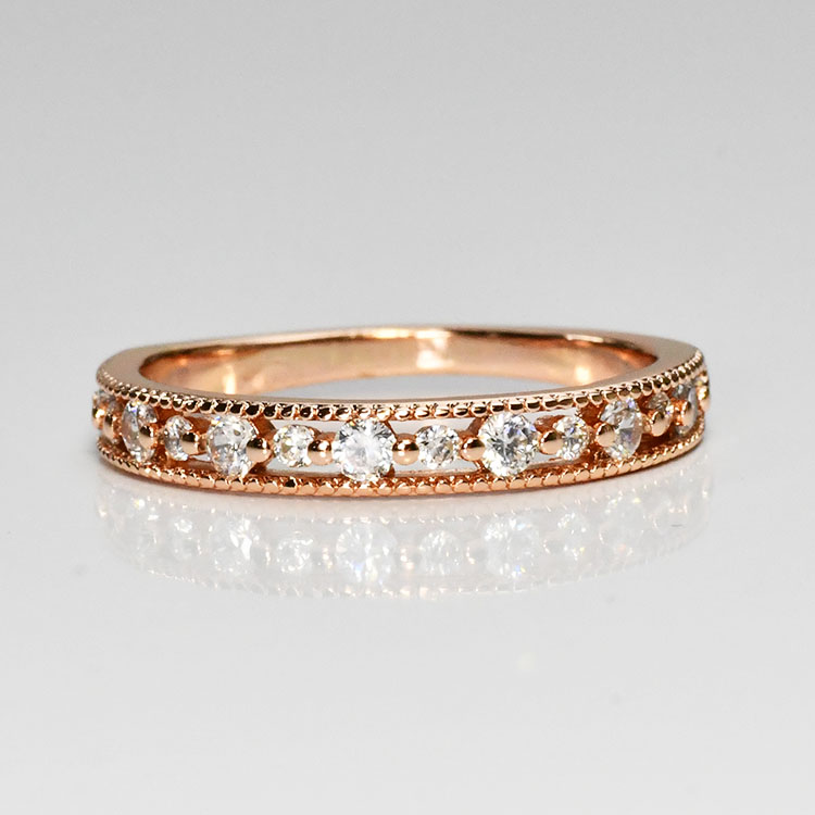 【楽天市場】大小交互にCZを敷き詰めた クラシカルエタニティリング ピンクゴールド 指輪 キュービックジルコニア ミル打ち調：癒し通りの ...