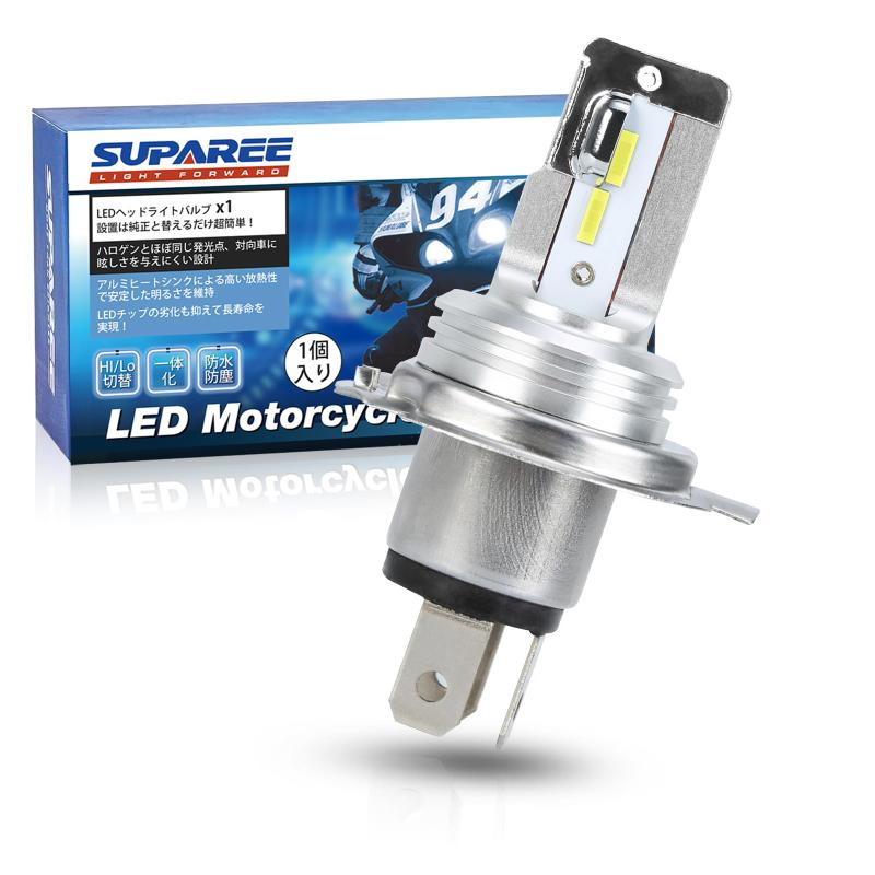 【楽天市場】SUPAREE H4 バイク用LEDヘッドライト HI/LO切替 ファンレス 車検対応 LEDバルブ CSP1860チップ搭載 18W 6500k ホワイト 無極性 1個入り ...