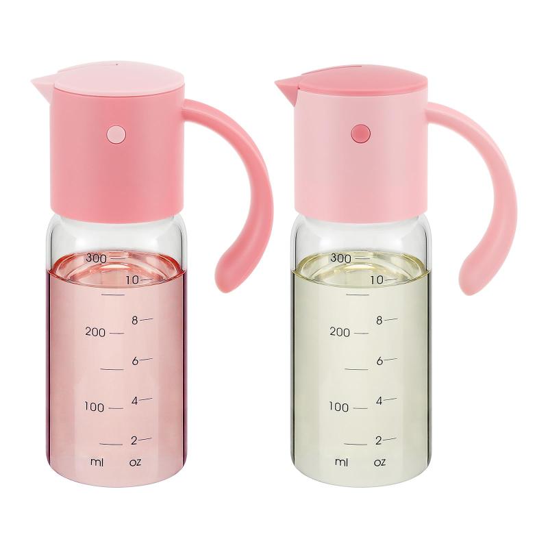 【楽天市場】VKCHEF オイルボトル 醤油差し ピンク色 液だれしない 300ml 耐熱ガラス ステンレス オイルポットオイル 油容器 片手 自動開閉 油差し ビネガー 液だれしないボトル ...