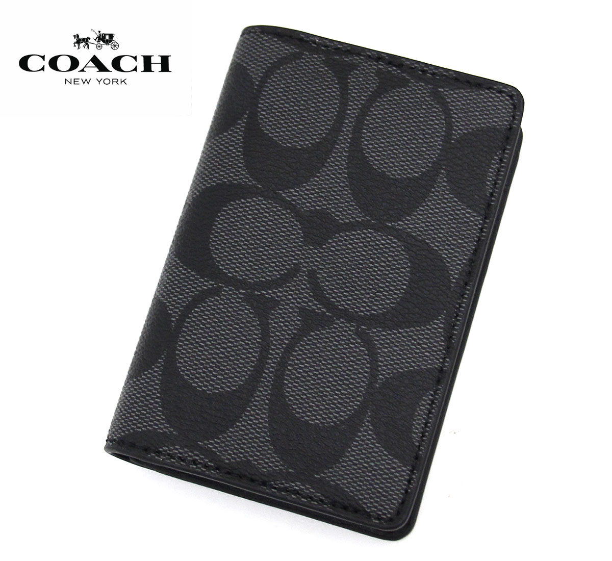 【楽天市場】COACH アウトレット コーチ CJ753 QBMI5 シグネチャー IDカードケース カードホルダー 名刺入れ チャコール ...