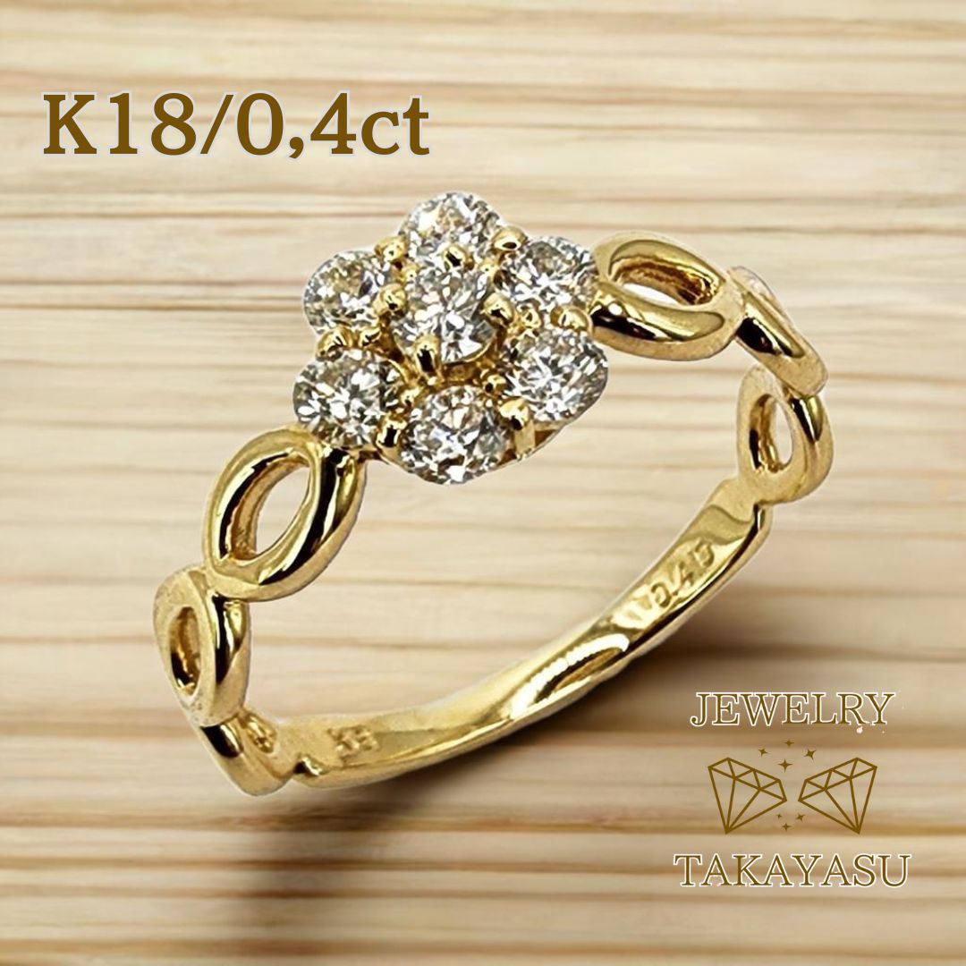 【楽天市場】K18ダイヤモンド0,4ct フラワーリング 高品質なダイヤモンドと可愛らしいお花のモチーフ：ジュエリータカヤス楽天市場店