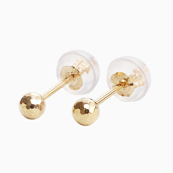 【楽天市場】【送料無料】10金 K10 10k K10YG イエローゴールド ピアス スタッズピアス 小さめピアス シリコンキャッチ式 ミラーボール 3mm シンプル 両耳 軽い 軽量 小さい ...