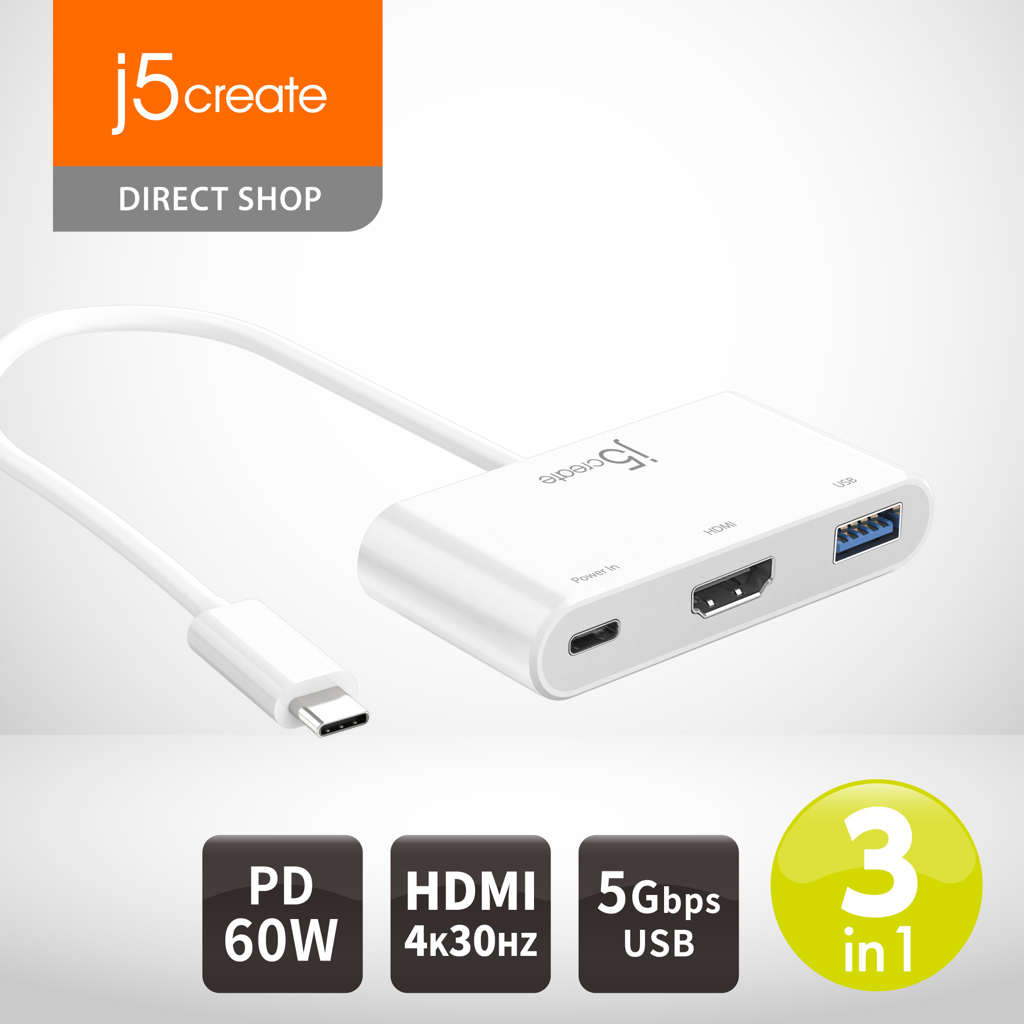 【楽天市場】j5 create USB-C to 4K HDMI & USB3.0 & Power Delivery 60W 3in1 マルチ ...
