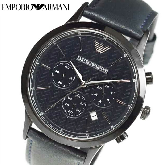 【楽天市場】EMPORIO ARMANI エンポリオアルマーニ メンズ腕時計 43mm クロノグラフ AR2481 ネイビー レザーベルト ...