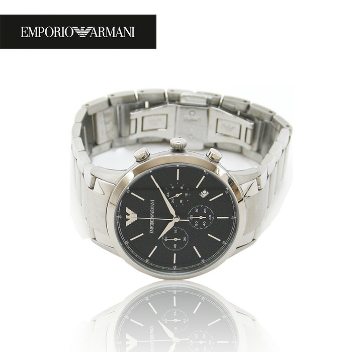 【楽天市場】EMPORIO ARMANI エンポリオアルマーニ メンズ腕時計 43mm クロノグラフ AR2486 ネイビー×シルバー ...