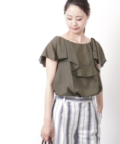 【楽天市場】【5/23 20時からポイント10倍】ブラーミン Brahmin コットン フリル オフショルダーブラウス・B13223 ...