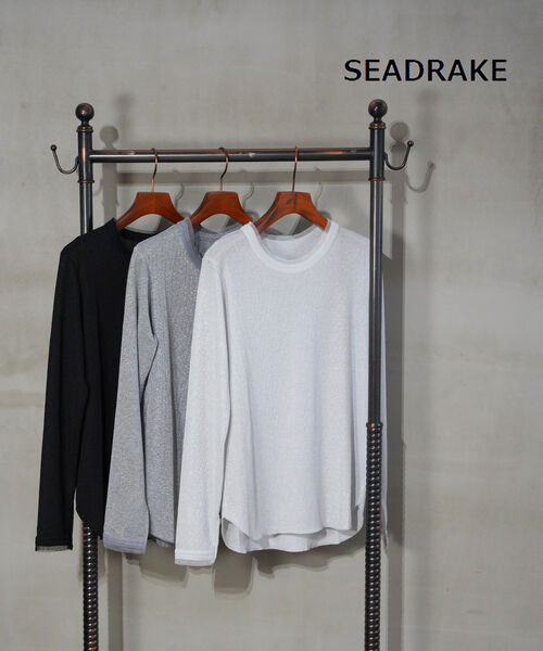 【楽天市場】【30%OFF】シードレイク Seadrake カットソー ロンT Tシャツ 長袖 リブ テレコ チュール ラメ クルーネック インナー 薄手 無地 レイヤード・B-8920659 ...