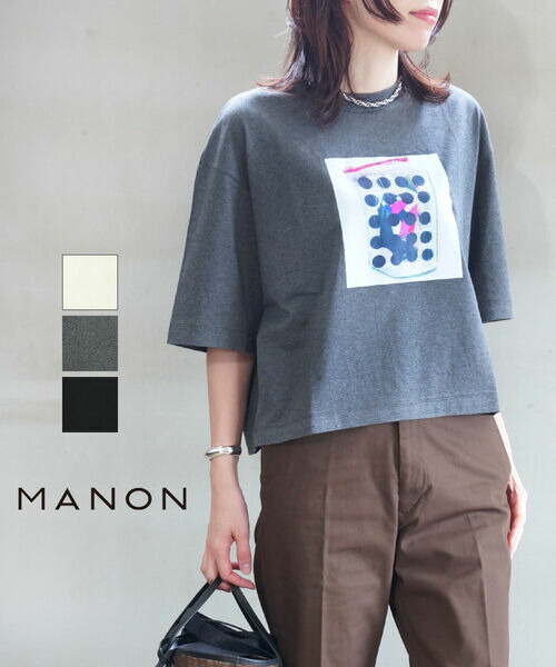 【楽天市場】【20%OFF】【2025年春夏新作】マノン MANON Tシャツ カットソー プリントTシャツ トップス 半袖 五分袖 六分袖 ...