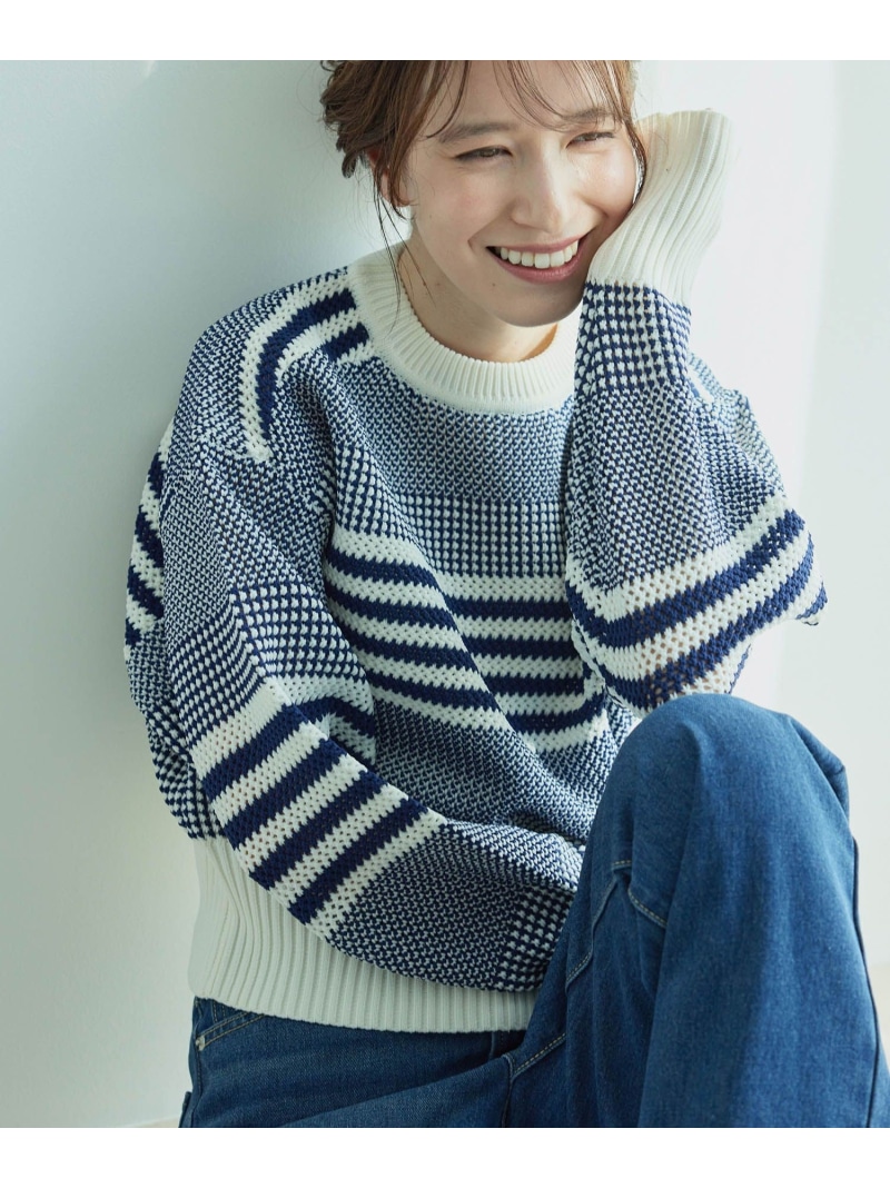 【楽天市場】【SALE／50%OFF】メッシュランダムボーダークルーネックプルオーバー JAYRO ジャイロ トップス ニット ホワイト ...