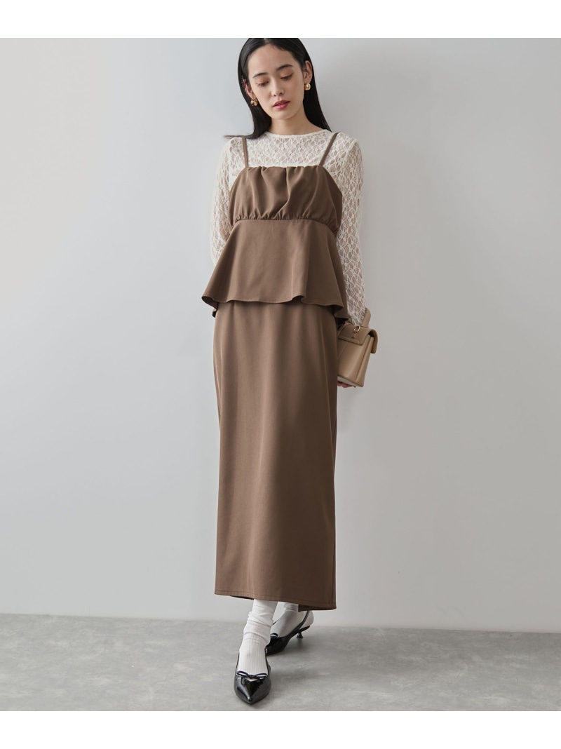 【楽天市場】【SALE／20%OFF】【洗える】タックギャザーペプラムキャミワンピース VIS ビス ワンピース・ドレス ワンピース グレー ...