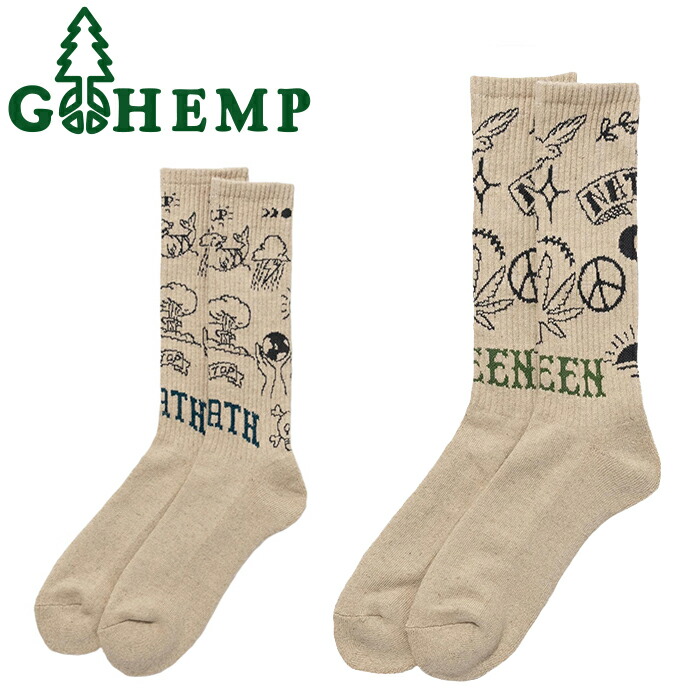【楽天市場】GOHEMP ゴーヘンプ GHG0102GLL GREEN EARTH CREW SOCKS グリーン アース クルー ソックス ...