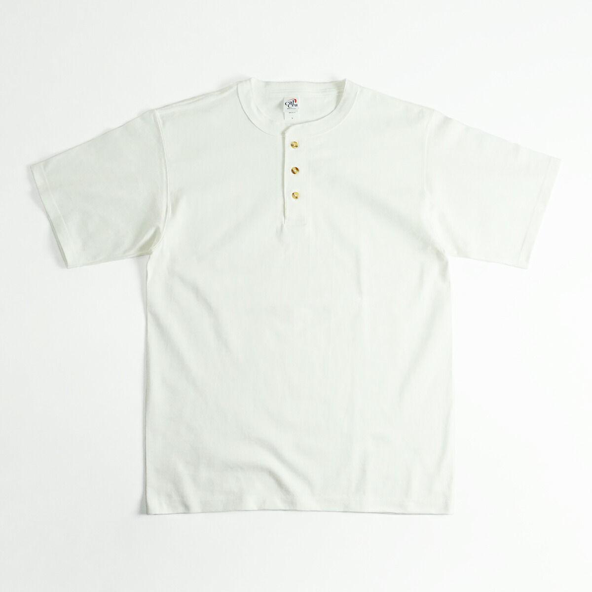 【楽天市場】カルクルー Cal Cru 半袖ヘンリーネックTシャツ ホワイト MADE IN USA (HENLEY NECK アメリカ製 ...