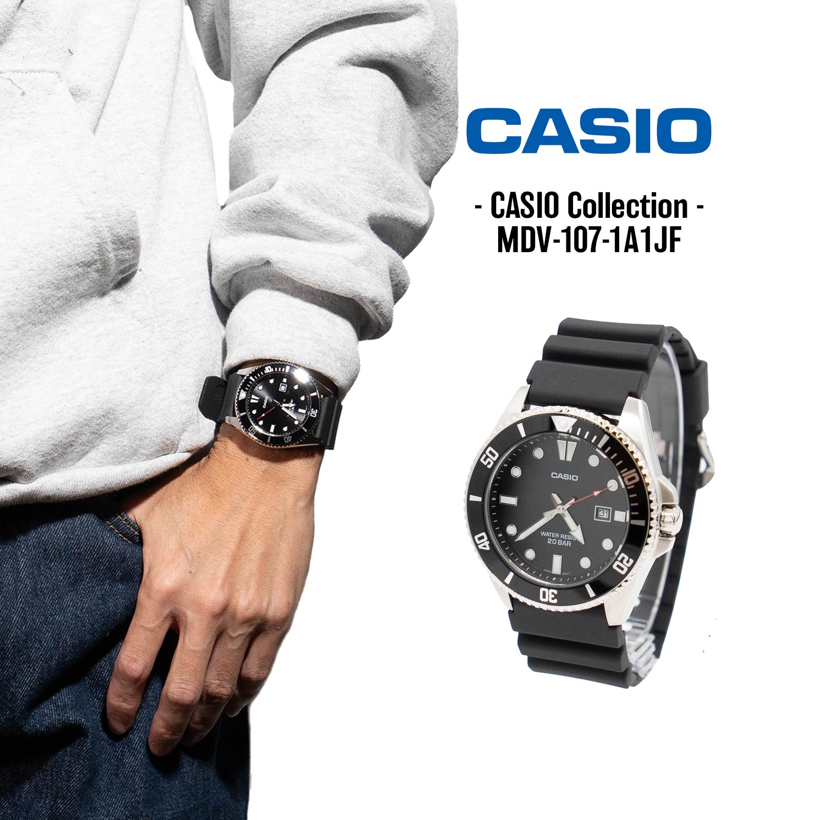 【楽天市場】カシオ CASIO MDV-107-1A1JF ｜ メンズ デュロ Duro ダイバーズ ウォッチ 200m防水 ブラック 腕時計 ...