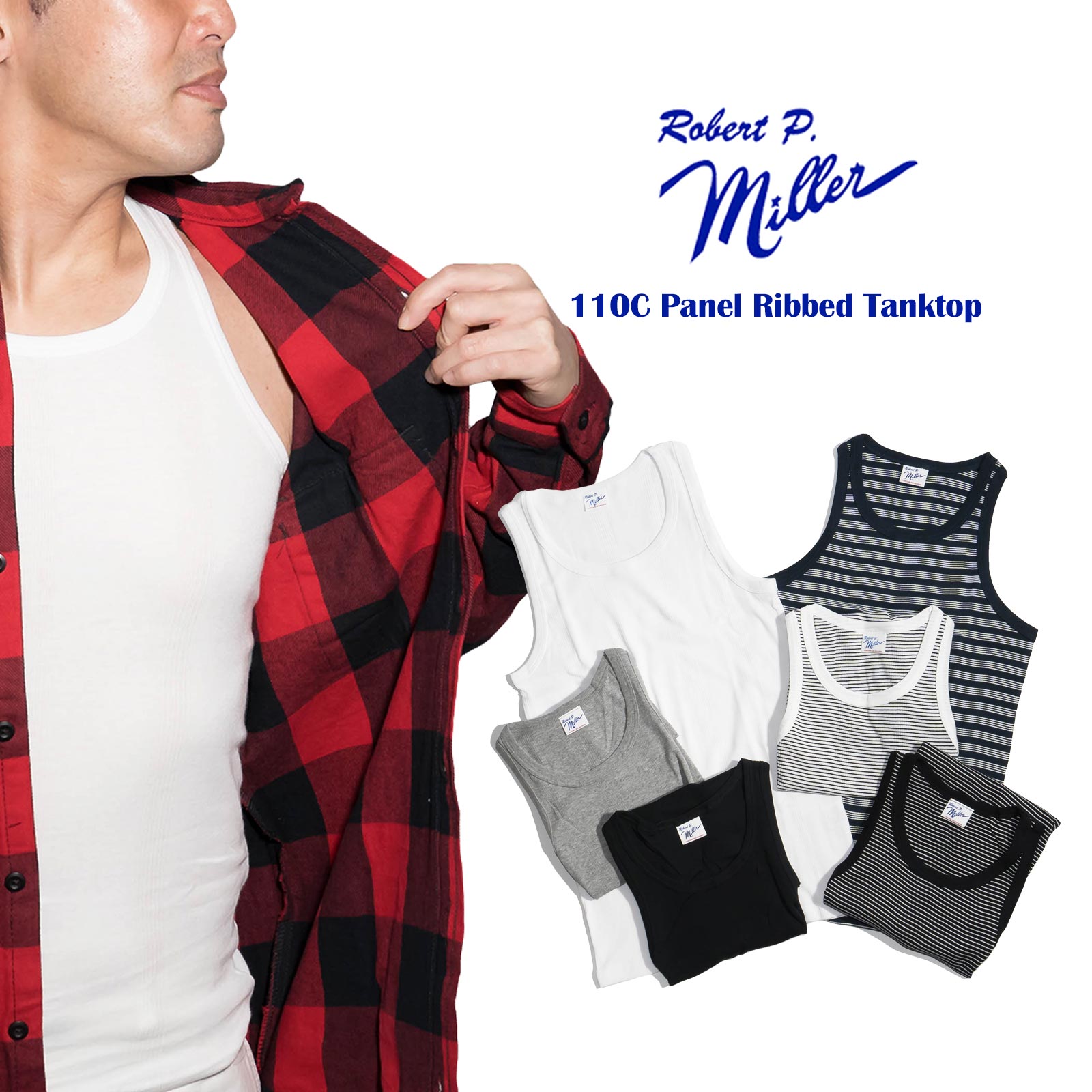 【楽天市場】【クーポン配布中】【返品不可】ロバートPミラー R.P.Miller パネルリブ タンクトップ ｜ 110C メンズ M L XL ノースリーブ インナー コットン 綿 半袖 無地 ...