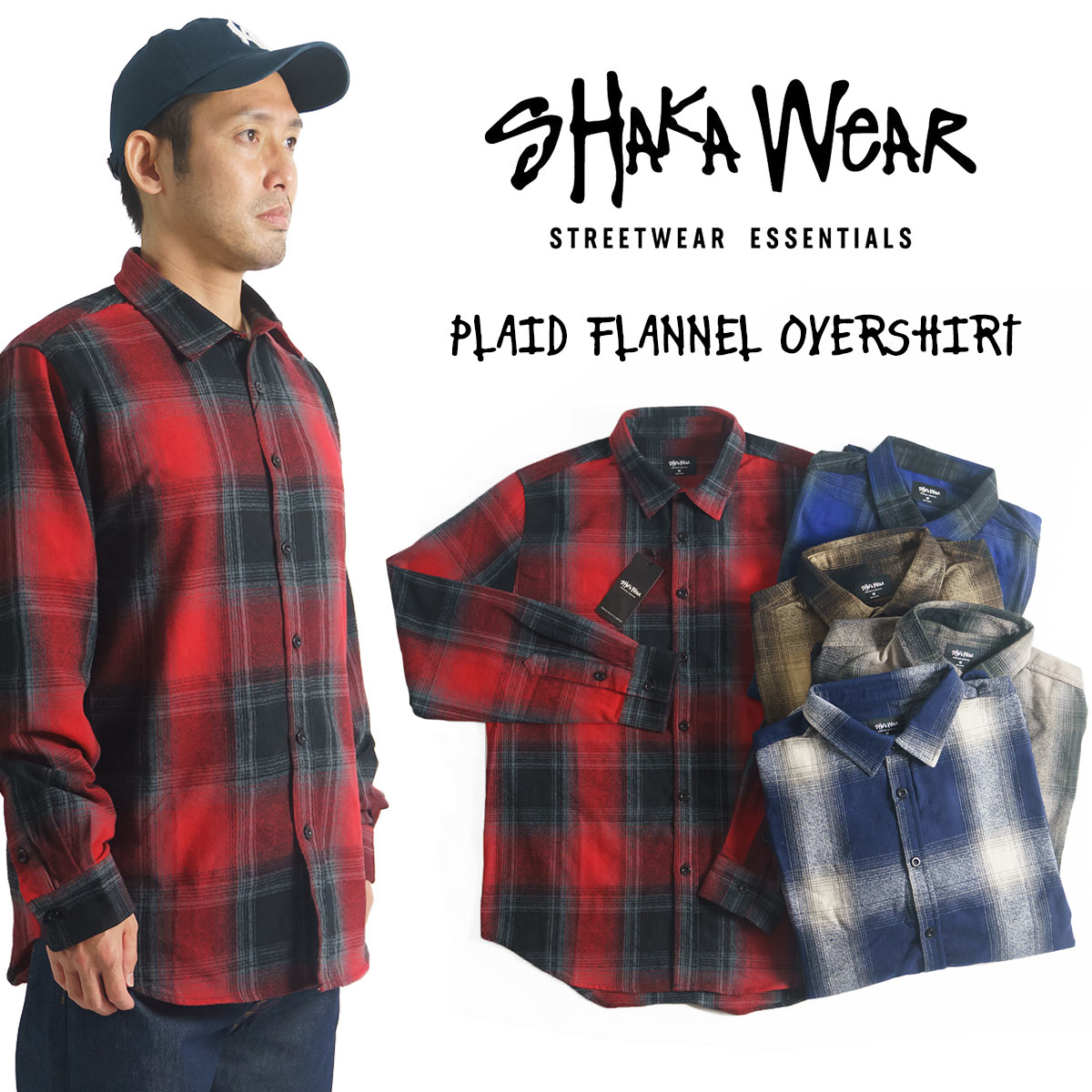 【楽天市場】シャカウエア SHAKA WEAR プレイド フランネル オーバーシャツ ｜ メンズ M-XXL ネルシャツ オンブレチェック ...