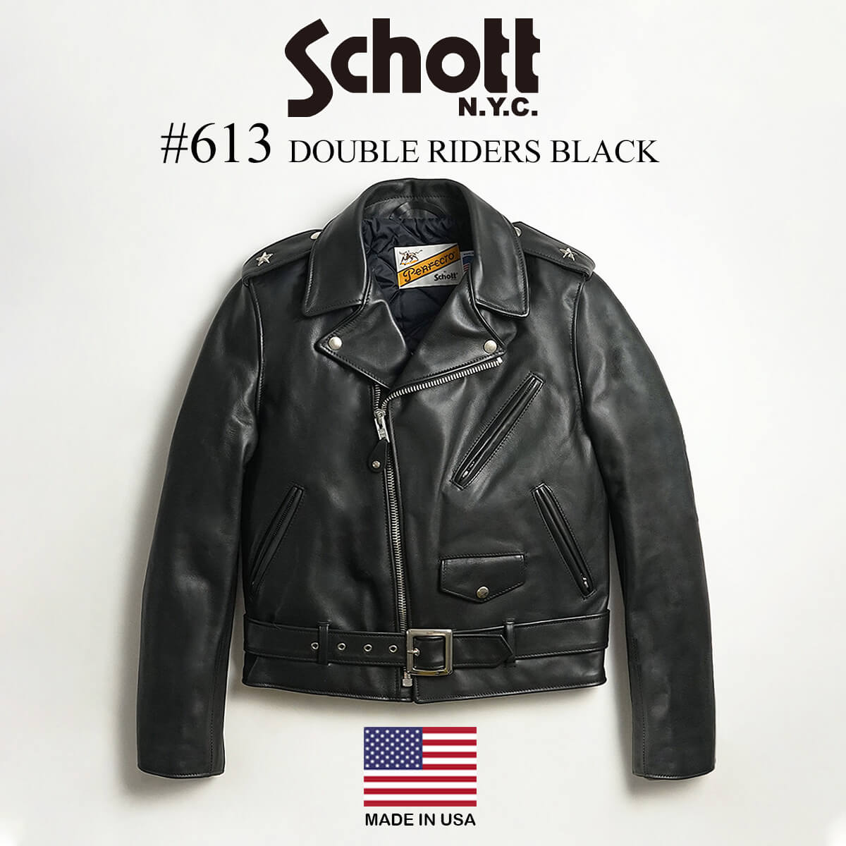 【楽天市場】ショット SCHOTT 613 ダブルライダース ブラック MADE IN USA ｜ ライダース メンズ レザージャケット アメリカ製 DOUBLE RIDERS BLACK ...