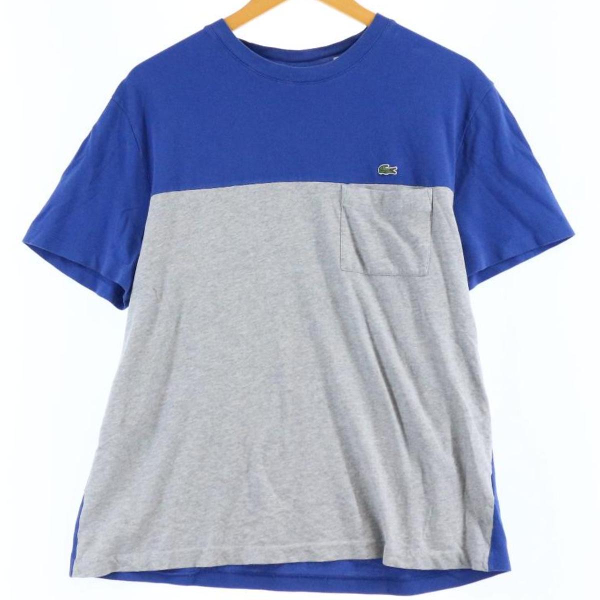 【楽天市場】古着 ラコステ LACOSTE REGULAR FIT 鹿の子 切替 半袖 ワンポイントロゴTシャツ メンズM ...