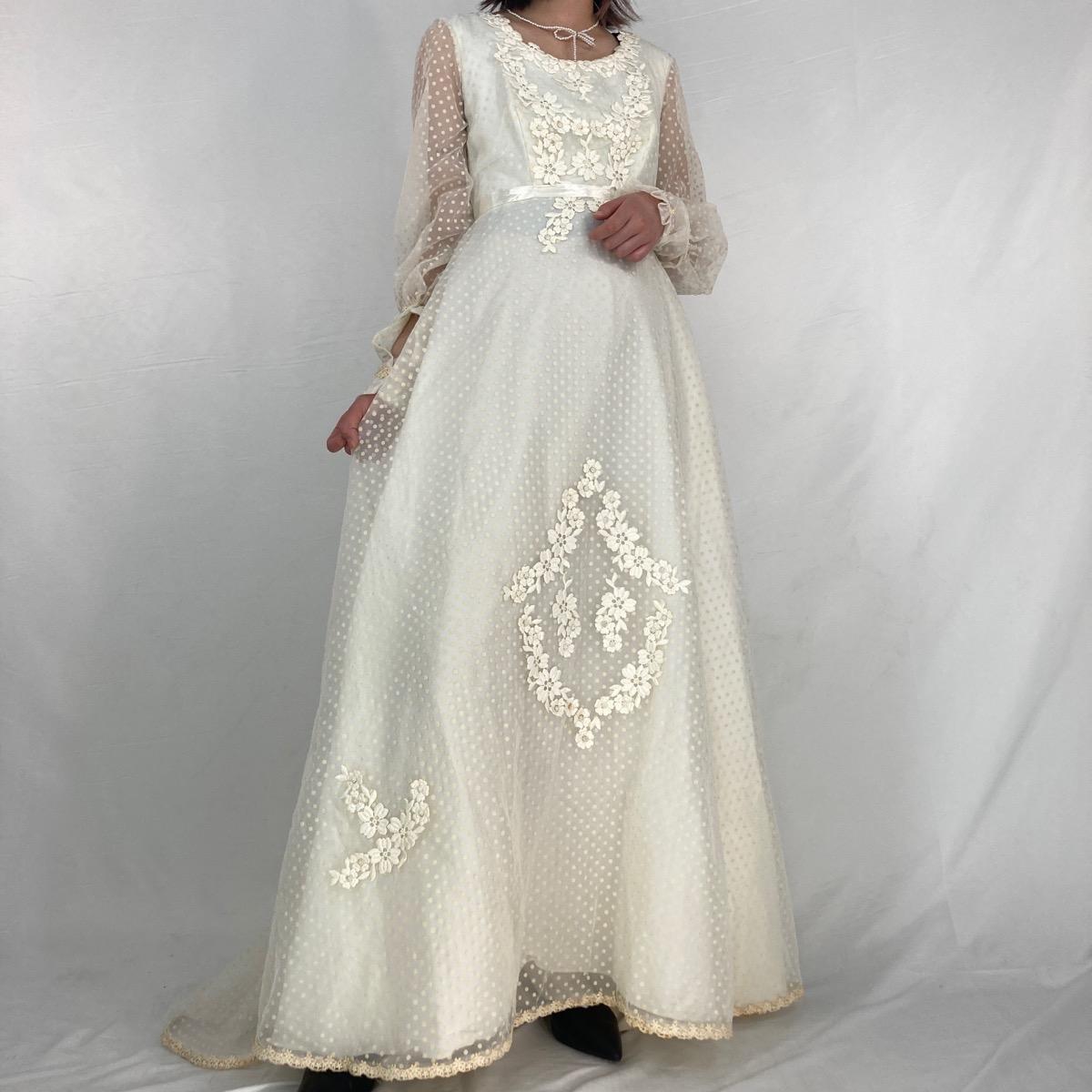 【楽天市場】古着 70'S UNKNOWN 袖シースルー マキシ丈 長袖 ワンピース ウェディングドレス レディースL ヴィンテージ ...