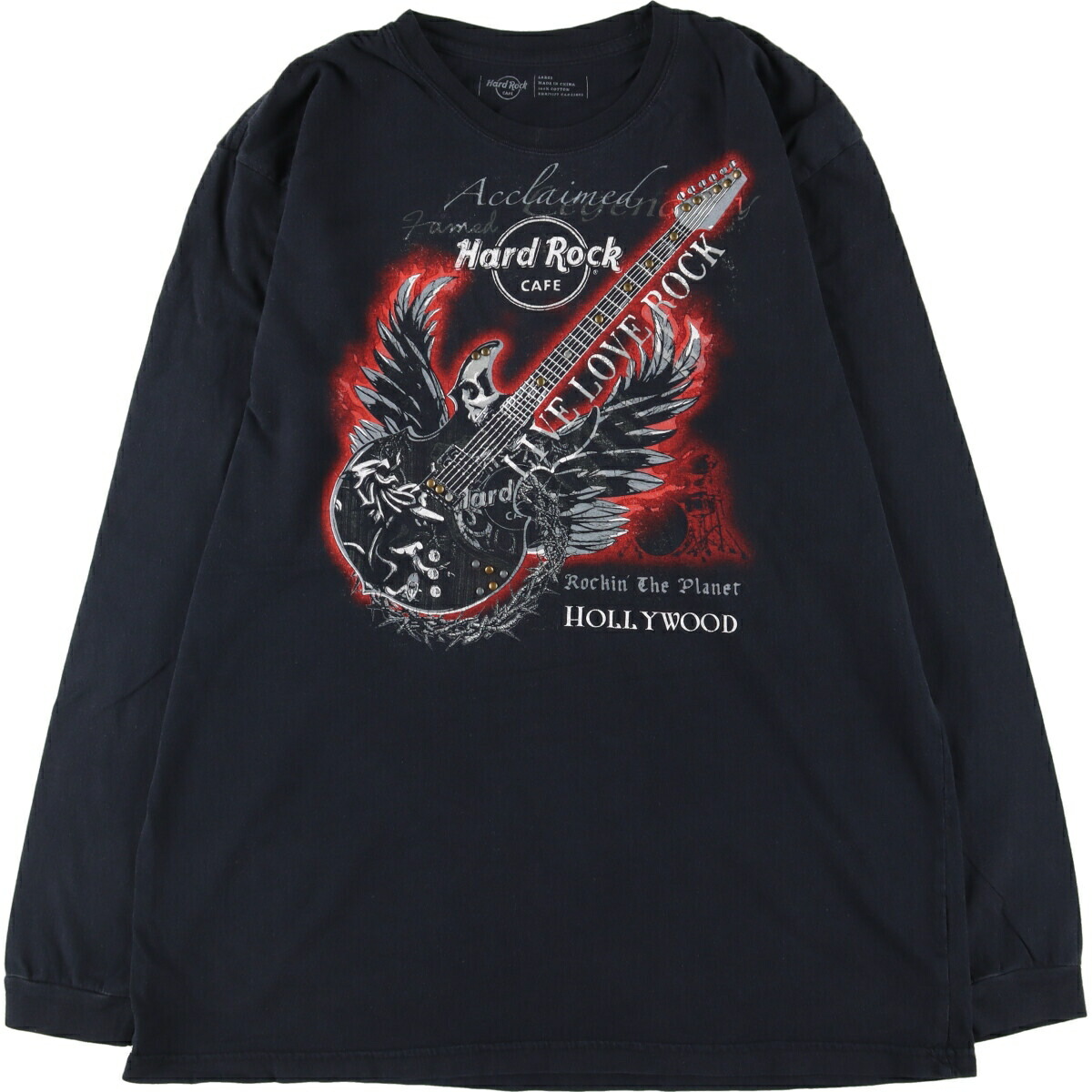 【楽天市場】古着 ハードロックカフェ HARD ROCK CAFE HOLLYWOOD ロングTシャツ ロンT メンズL /eaa339241 ...