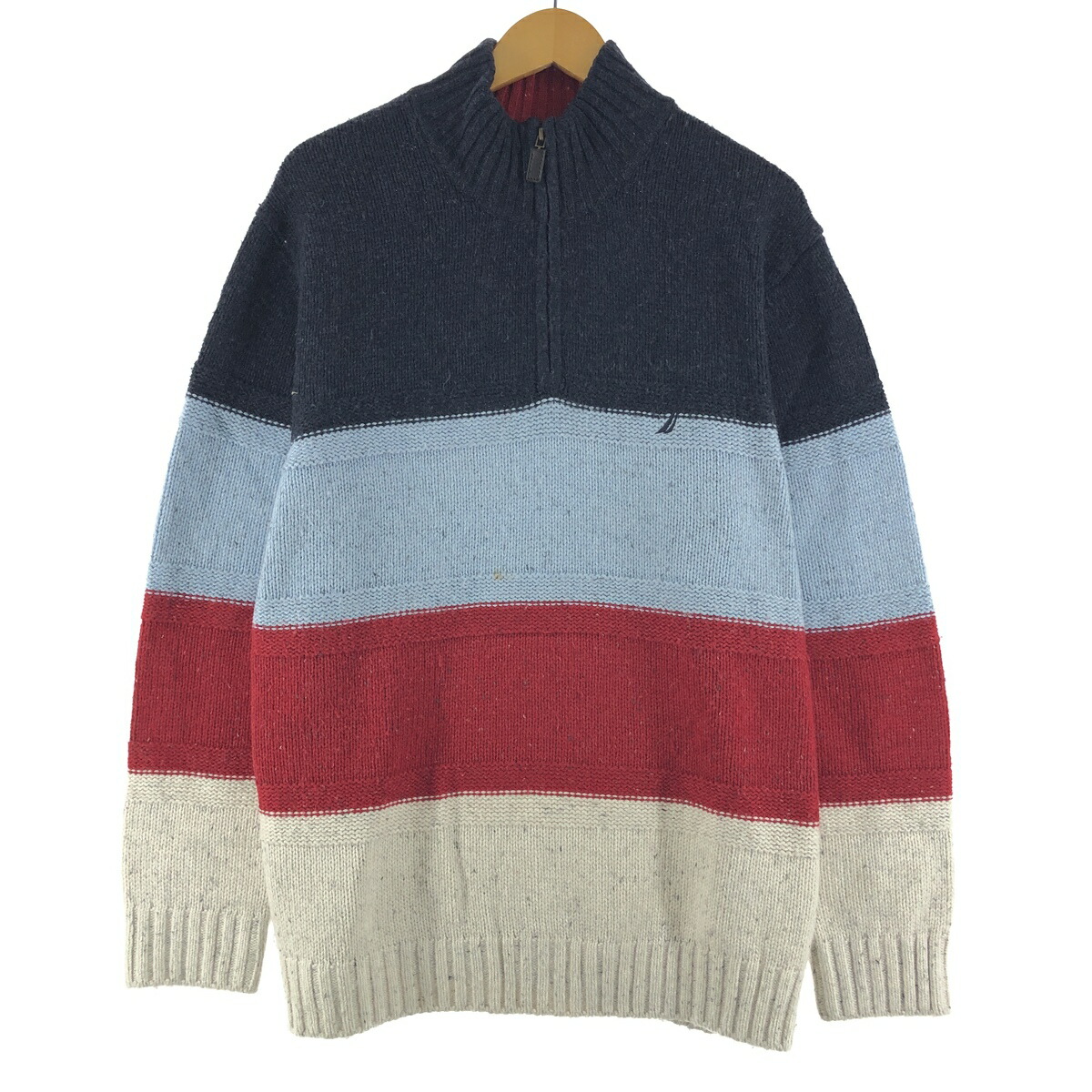 【楽天市場】古着 ノーティカ NAUTICA ボーダー柄 アクリルニットハーフジップセーター メンズXXL /eaa352280 【中古 ...