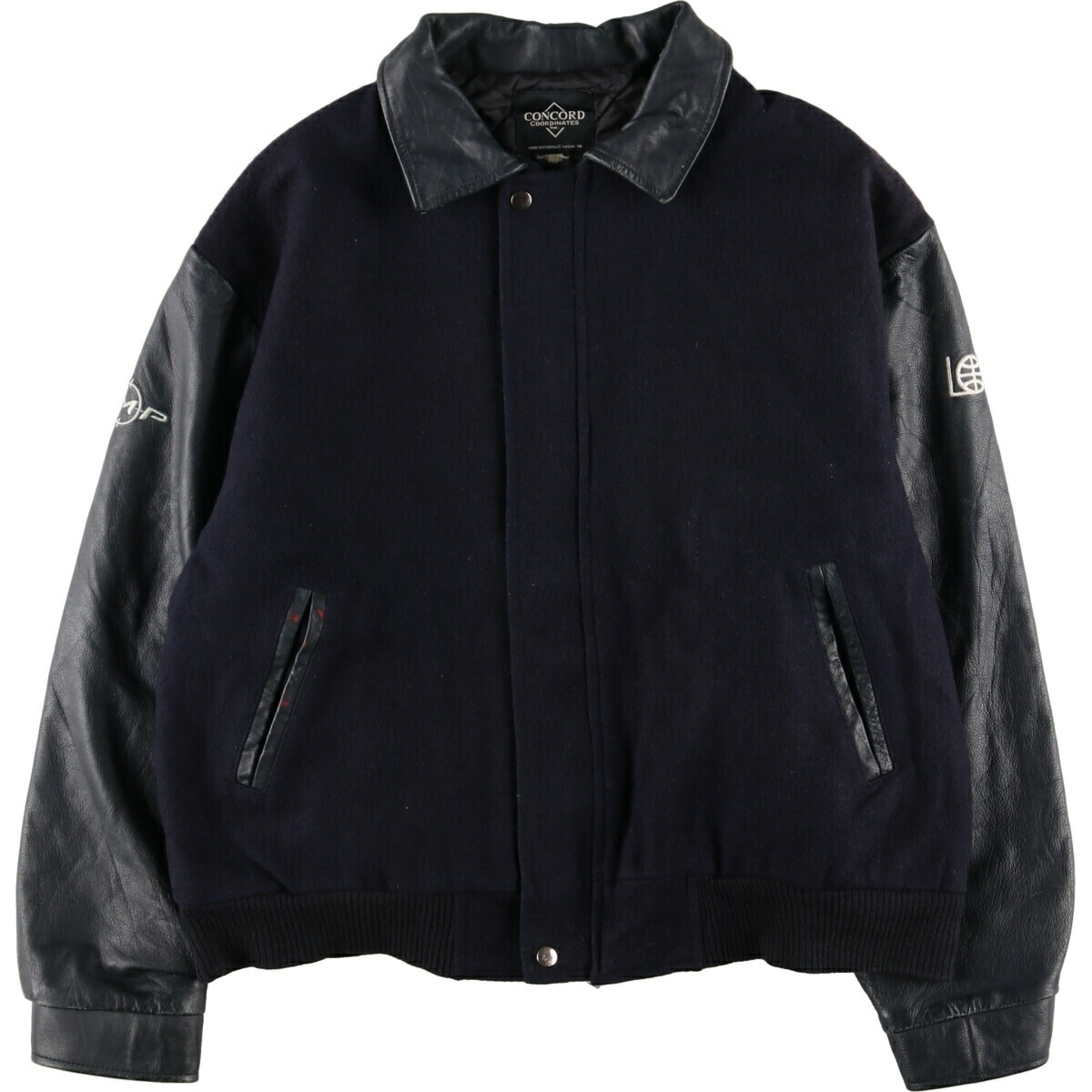 【楽天市場】古着 コンコルド CONCORD 袖革ウールスタジャン アワードジャケット バーシティジャケット カナダ製 メンズL ...