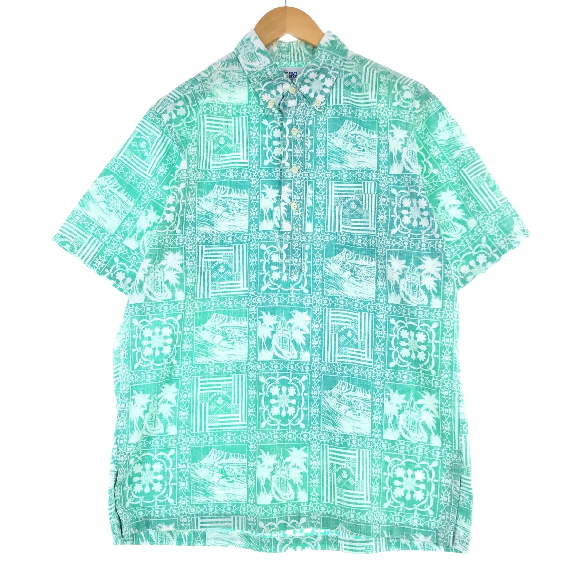 【楽天市場】古着 90'S レインスプーナー REYNSPOONER 水着タグ ビキニタグ 総柄 プルオーバー ボタンダウン ハワイアンアロハ ...