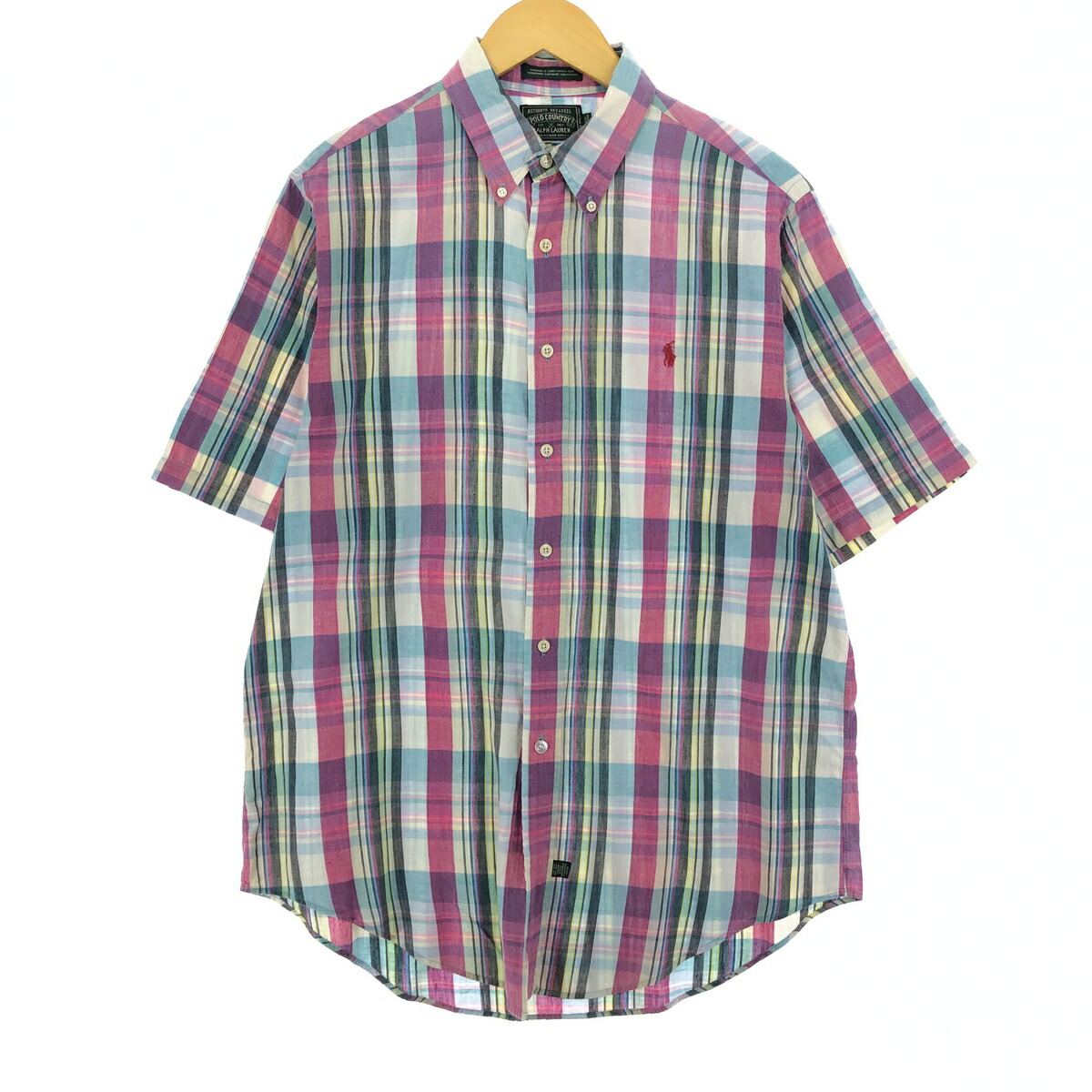 【楽天市場】古着 90'S ラルフローレン Ralph Lauren POLO COUNTRY ポロカントリー マドラスチェック 半袖 ボタン ...