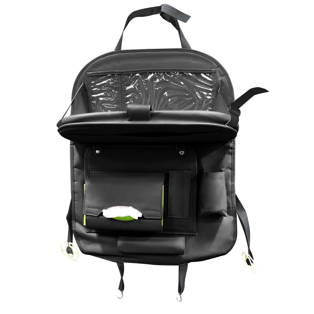 【楽天市場】レザーカーシート テーブル付 ゴミ袋収納あり バックバッグ 車収納袋 シート収納袋 車室内装飾 ポケット 後部座席 車用 大容量 ...