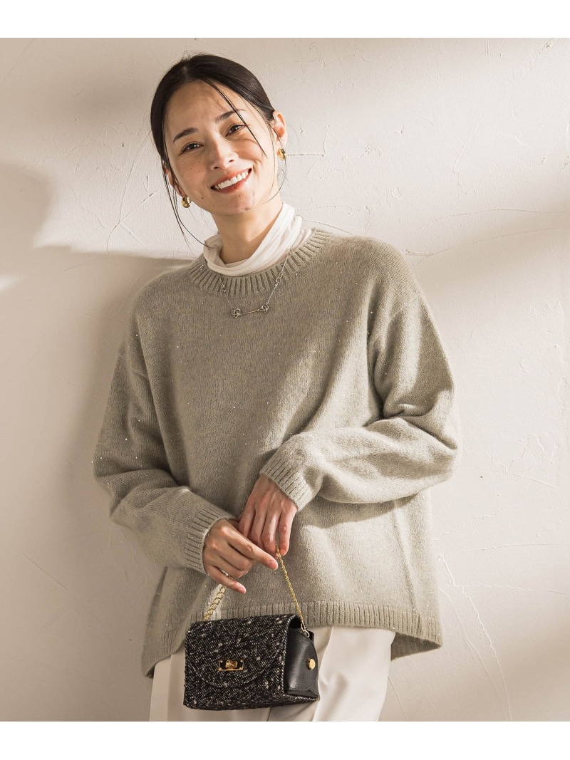 【楽天市場】スパンコールクルーネックニット≪洗える≫ LAUTREAMONT ロートレアモン トップス ニット ネイビー グリーン【送料無料 ...