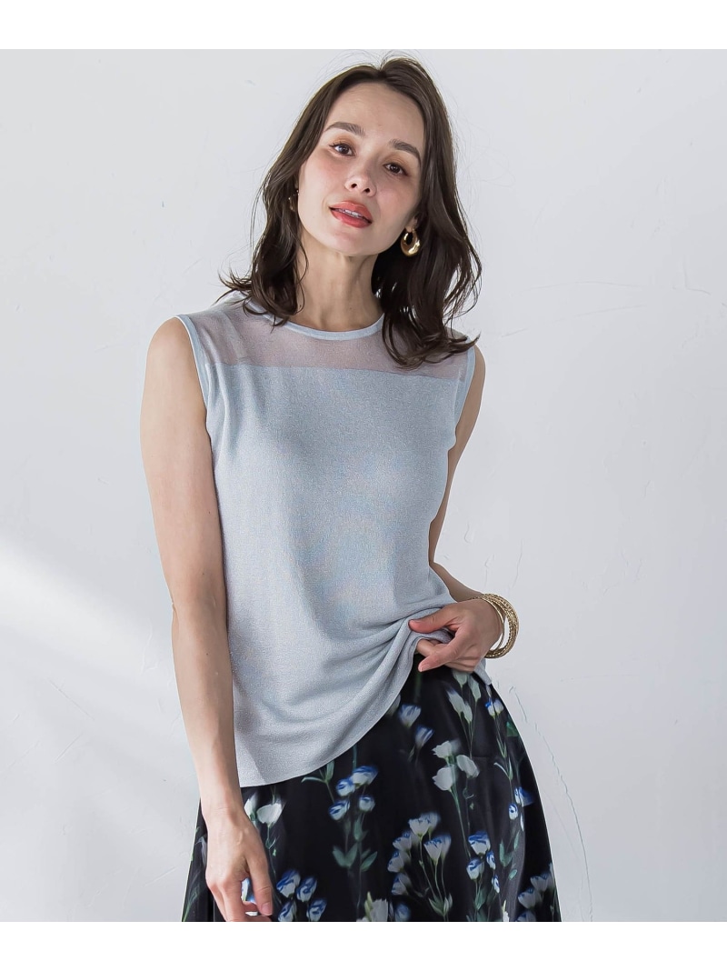 【楽天市場】【SALE／40%OFF】ラメノースリーブニット Viaggio Blu ビアッジョブルー トップス ニット シルバー ネイビー グリーン【RBA_E】【送料無料】[Rakuten ...