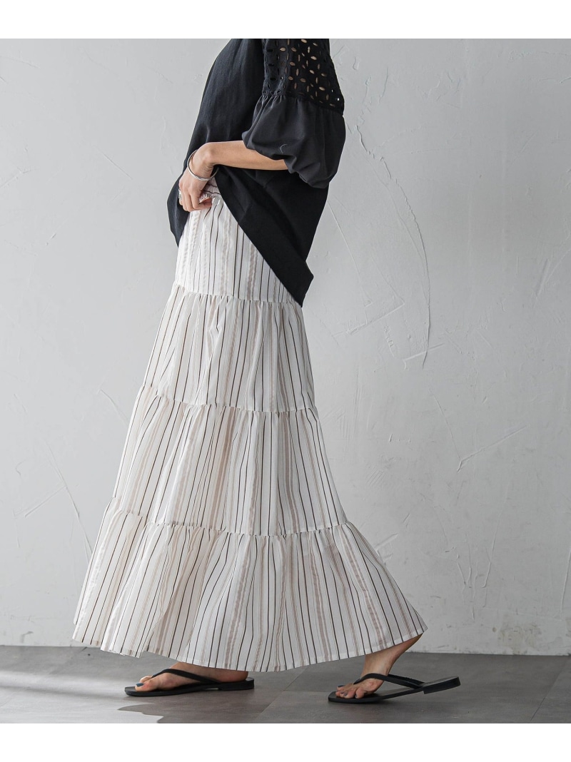 【楽天市場】【WEB限定】マルチストライプリネンタッチティアードスカート≪洗濯機で洗える≫ MAYSON GREY メイソングレイ スカート その他のスカート ホワイト ベージュ ブラック ...