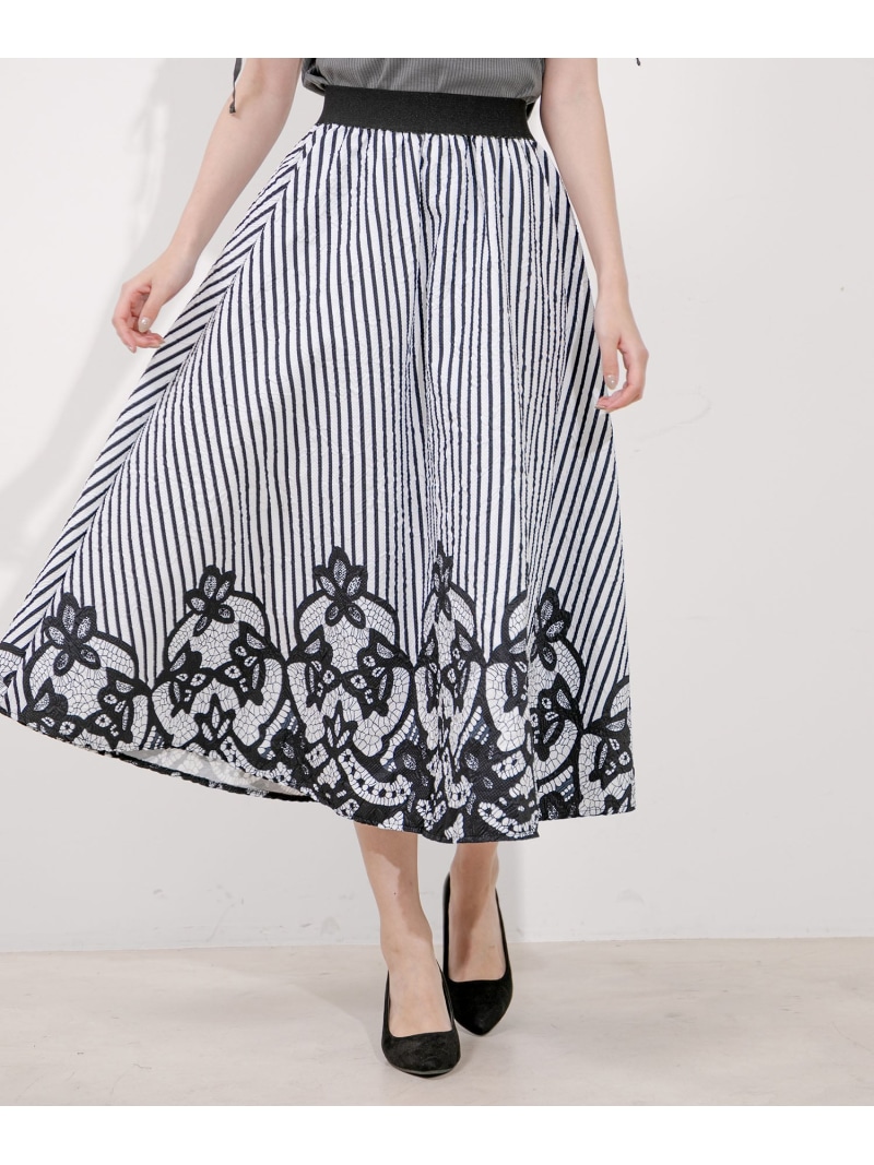 【楽天市場】【SALE／20%OFF】フローラルストライプスカート JAYRO ジャイロ スカート その他のスカート ネイビー ブラック【RBA_E】【送料無料】[Rakuten ...