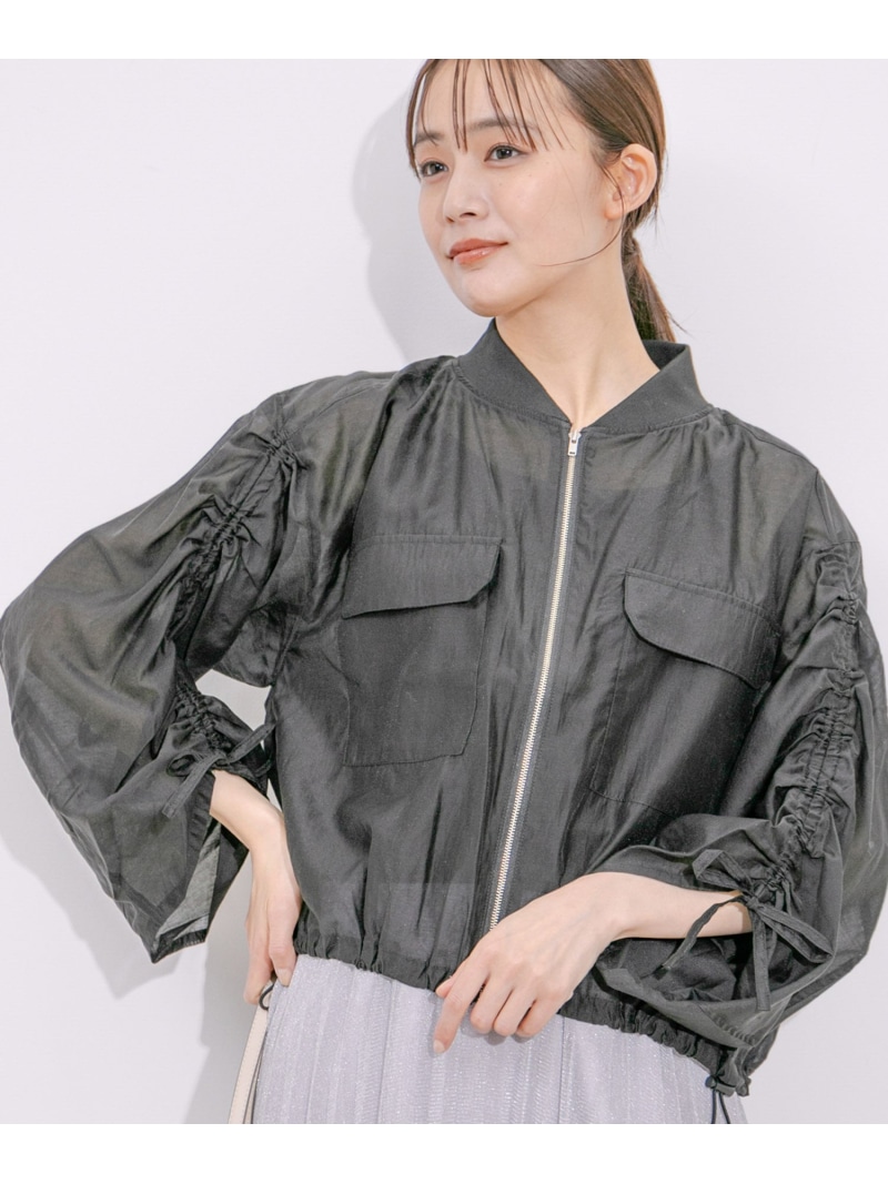 【楽天市場】袖シャーリングショートブルゾン JAYRO ジャイロ ジャケット・アウター ブルゾン・ジャンパー ブラック ホワイト カーキ【送料無料】[Rakuten Fashion]：JAYRO