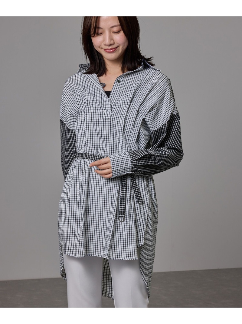 【楽天市場】【SALE／50%OFF】配色チェックチュニックブラウス JAYRO ジャイロ トップス シャツ・ブラウス ブラック【RBA_E】【送料無料】[Rakuten Fashion]：JAYRO