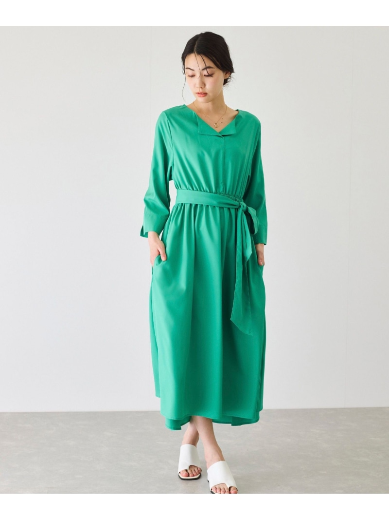 【楽天市場】ウエストギャザーワンピース JAYRO ジャイロ ワンピース・ドレス ワンピース ネイビー グリーン ピンク ブルー【送料無料】[Rakuten Fashion]：JAYRO