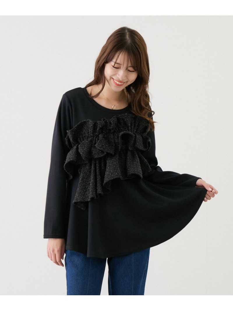 【楽天市場】【SALE／50%OFF】ツイードデコフリルプルオーバー JAYRO ジャイロ トップス カットソー・Tシャツ ホワイト ブラック グレー【RBA_E】[Rakuten ...