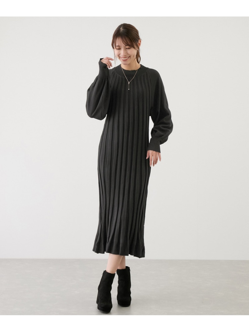 【楽天市場】【EC限定】プリーツニットワンピース JAYRO ジャイロ ワンピース・ドレス ワンピース ブラック グレー【送料無料】[Rakuten Fashion]：JAYRO