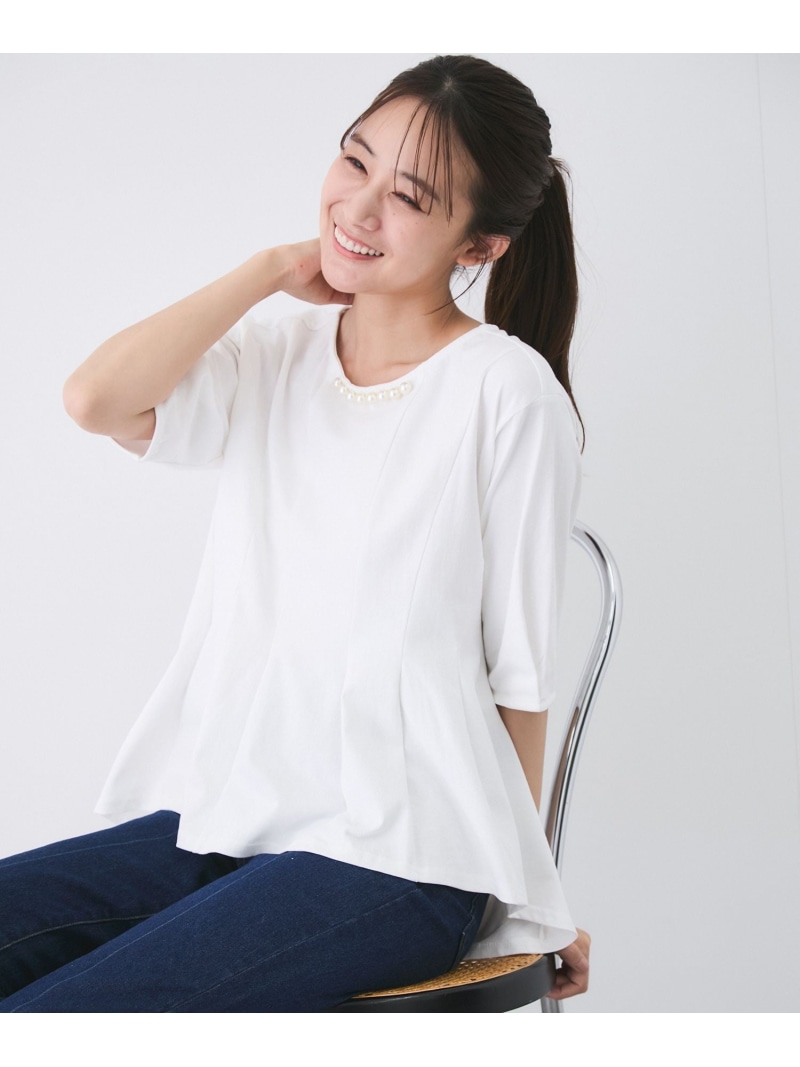 【楽天市場】パール付きペプラムカットソー JAYRO ジャイロ トップス カットソー・Tシャツ ホワイト ブラック【送料無料】[Rakuten Fashion]：JAYRO