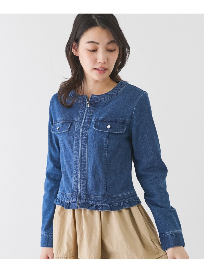 【楽天市場】【SALE／30%OFF】ストレッチデニムノーカラージャケット JAYRO ジャイロ ジャケット・アウター デニムジャケット ブルー ネイビー【RBA_E】【送料無料 ...