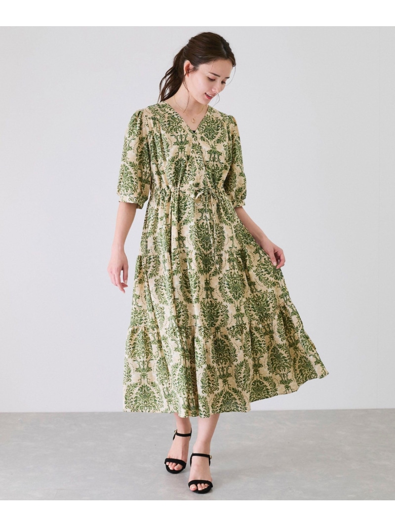 【楽天市場】【SALE／20%OFF】柄プリントVネックワンピース JAYRO ジャイロ ワンピース・ドレス ワンピース ブルー ネイビー グリーン【RBA_E】【送料無料】[Rakuten ...