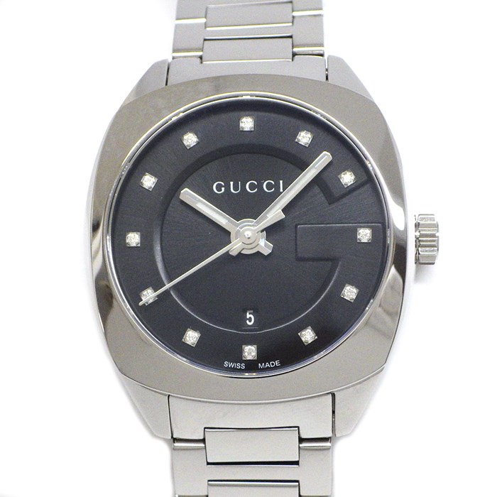 【楽天市場】グッチ GUCCI 腕時計 ミドルウォッチ YA142503 ダイヤインデックス ブラック文字盤 黒 デイト 3針 夜光針 12 ...