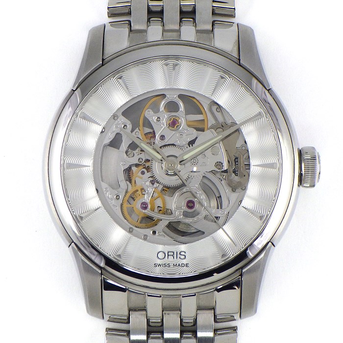【楽天市場】オリス ORIS 腕時計 アートリエ スケルトン 01 734 7670 4051-07 8 21 77 裏スケ 夜光針 グレー ギョーシェ スケルトン文字盤 SS 自動巻き 【箱 ...