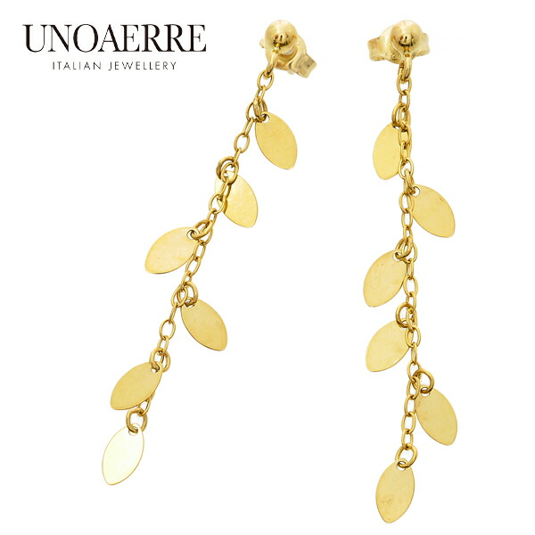 【楽天市場】【期間限定ポイント10倍】 ウノアエレ【UNOAERRE】 K18YGイエローゴールド ピアス スタッドピアス 葉：JewelryUeda