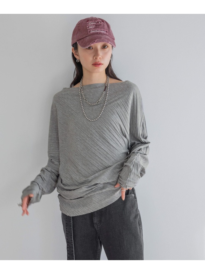 【楽天市場】【SALE／50%OFF】バイアスプリーツLS TEE JEANASIS ジーナシス トップス カットソー・Tシャツ レッド グレー【RBA_E】[Rakuten Fashion ...