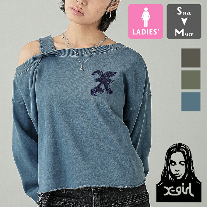 【楽天市場】【 X-girl エックスガール 】 FADED X PATCH LAYERED SHOULDER SWEAT TO フェイデッド ...
