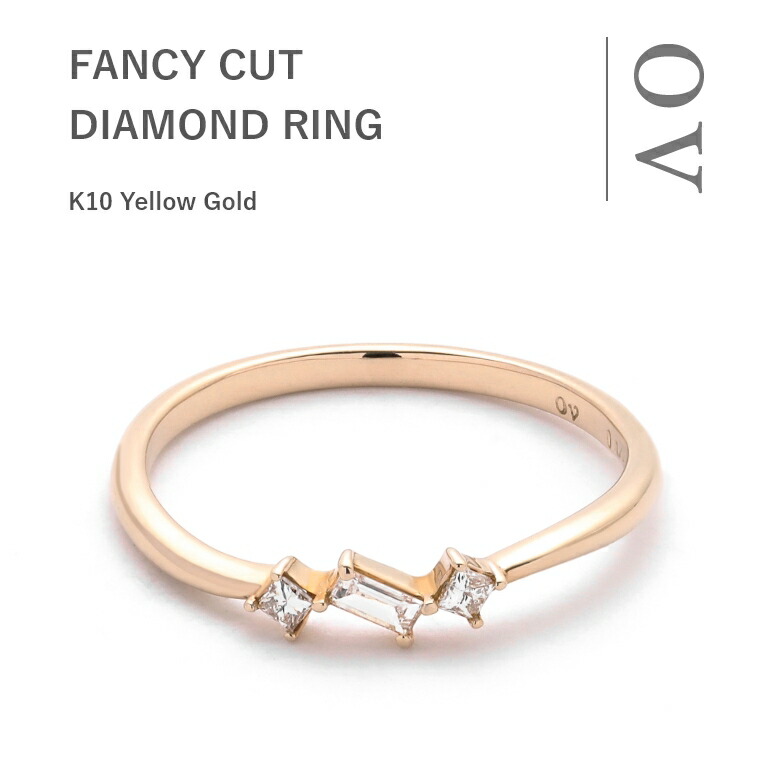 【楽天市場】ダイヤモンド リング K10 バゲットカット ペアシェイプカット プリンセスカット イエローゴールド 華奢 指輪 レディース：OV JEWELRY