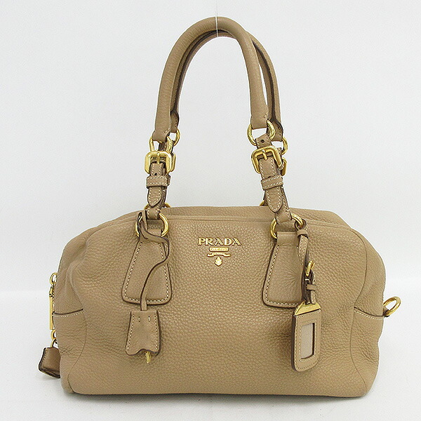 【楽天市場】PRADA(プラダ) ミニボストンバッグ B3091M ベージュ レザー【ブランドバッグ】 【中古】 netshop：とーたる 楽天市場店